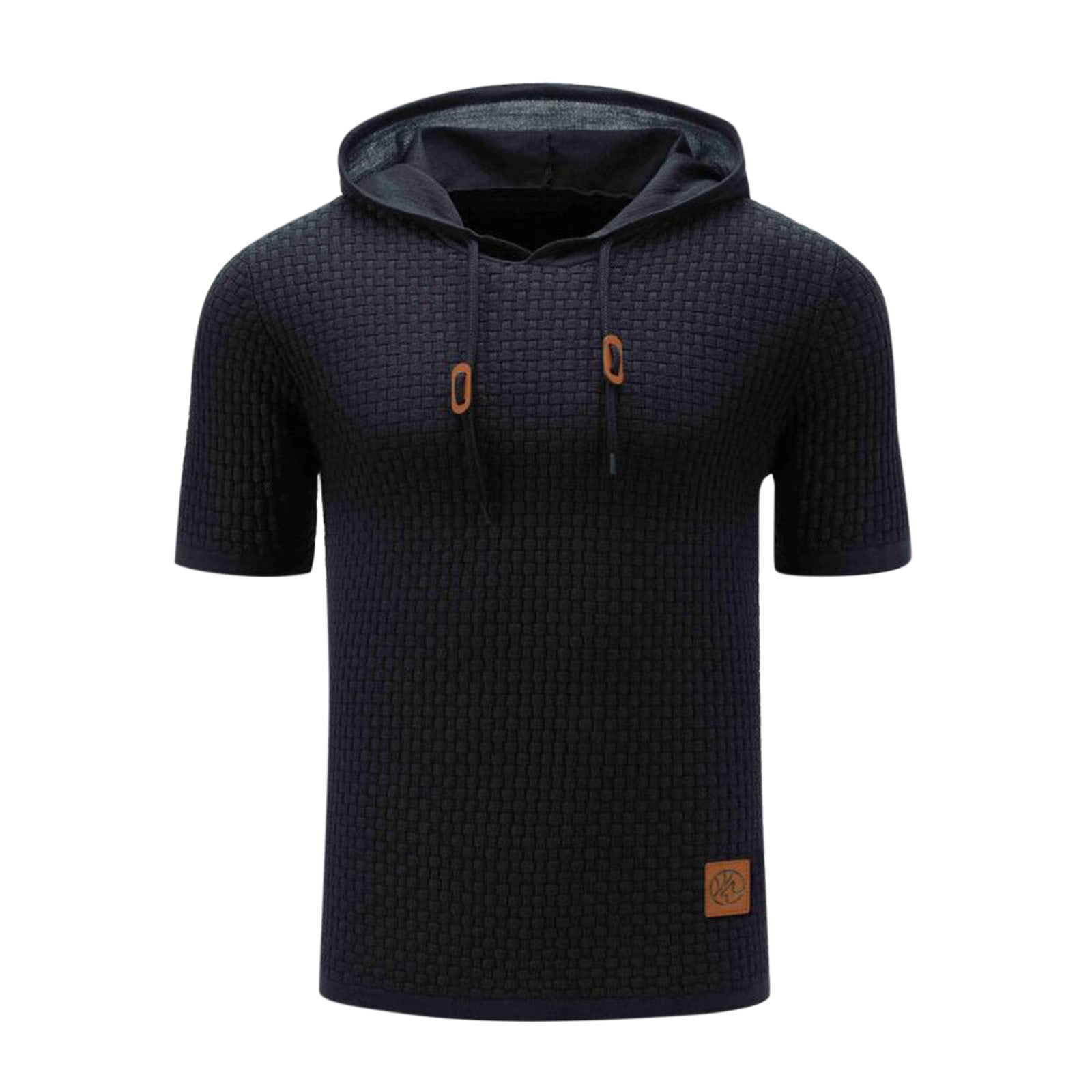 Bixock Shirts for Men,Men's Hooded Shirts Short Sleeve Crew Neck Solid ...