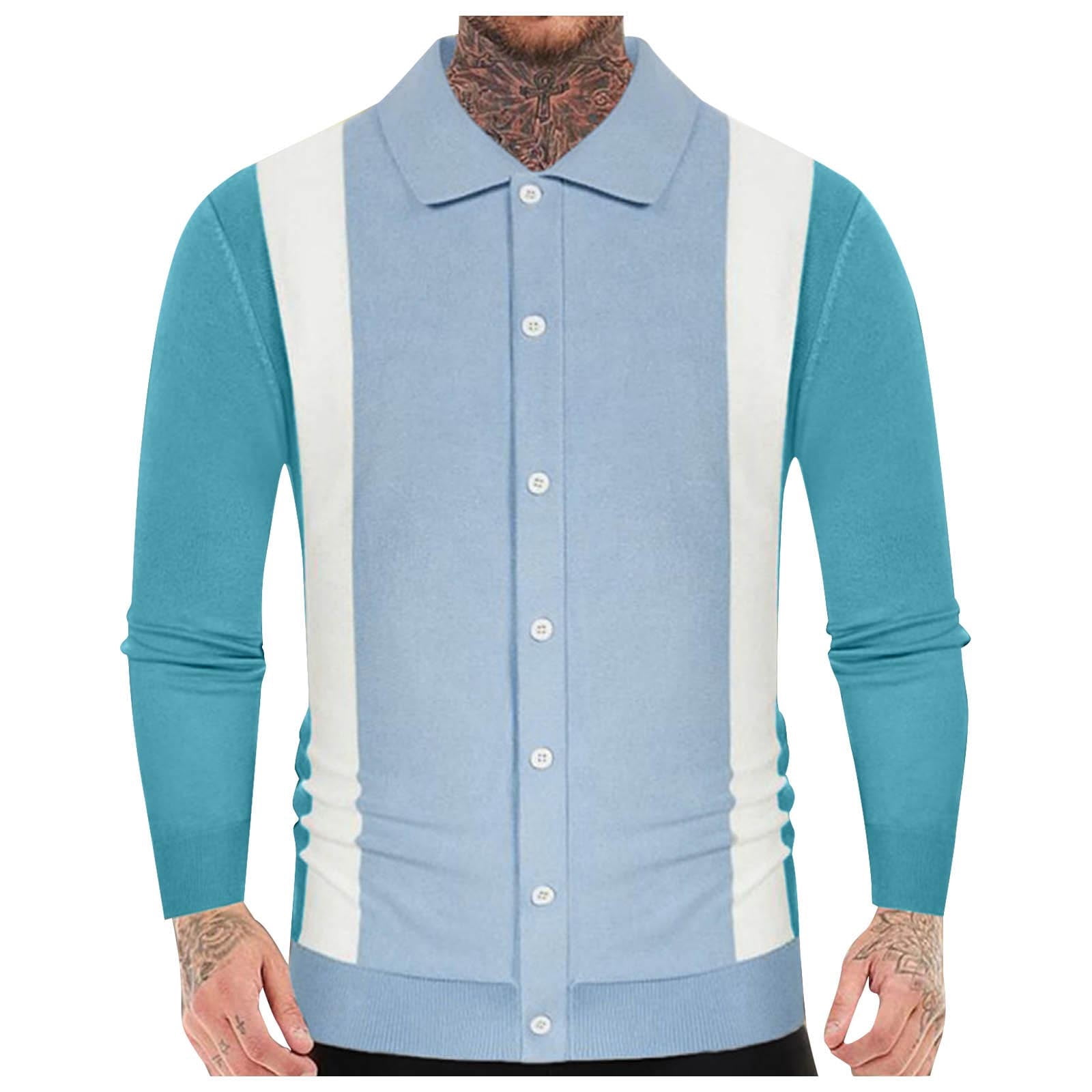 Bixock Shirts for Men,Men's Knit Shirts Long Sleeve Crew Neck Solid ...