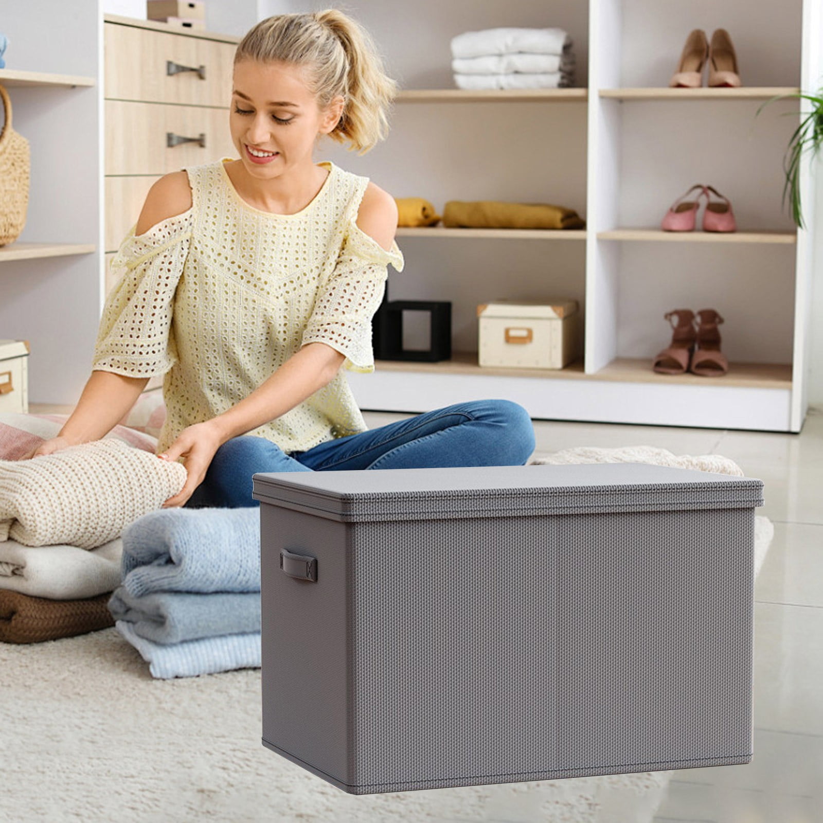 Bixock Storage Bins Clearance, Folding Storage Box Storage Basket with ...