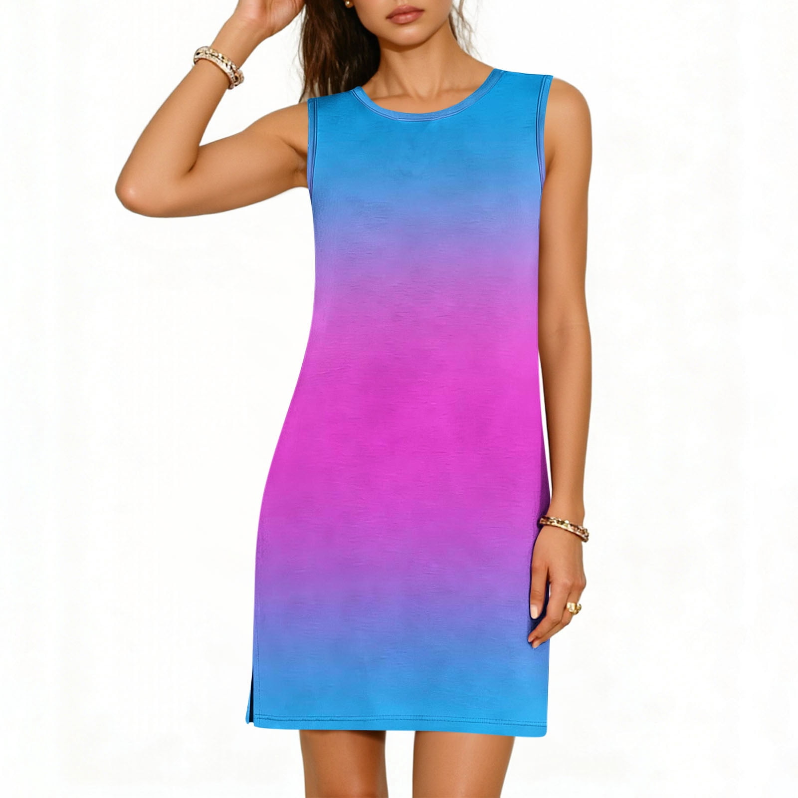 Bixock Summer Dresses for Women Maxi Dress Boho Dress Solid Color Crew ...