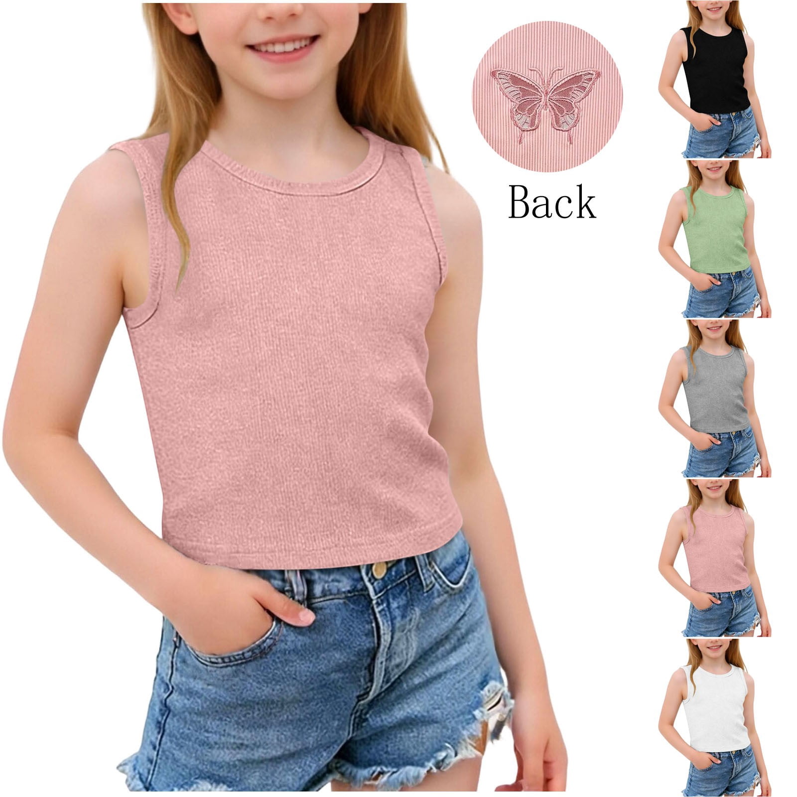 Bixock Summer Toddler Girls Sleeveless Shirts Crew Neck Tank Tops ...