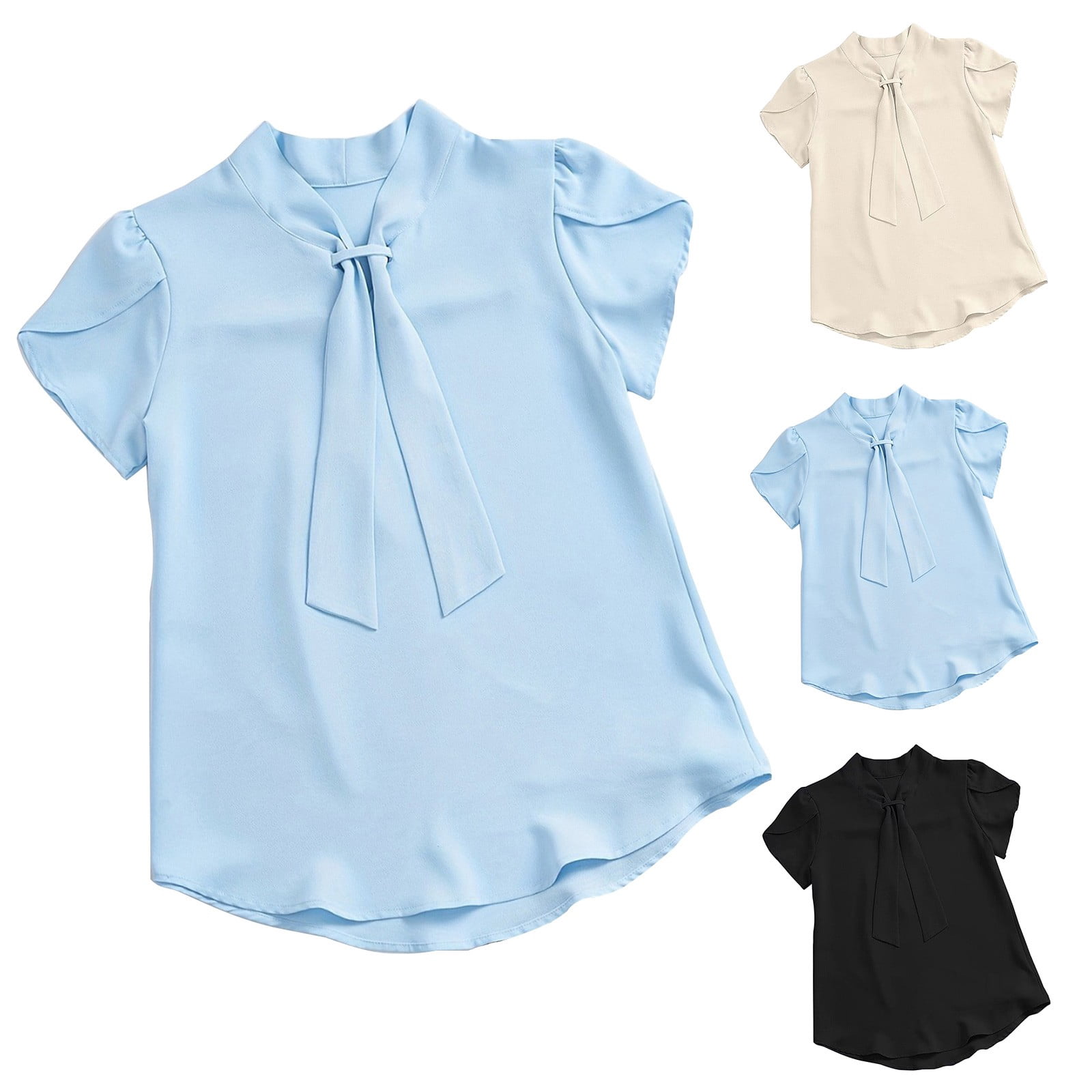 Bixock Summer Womens Tops,Casual Short Sleeve T Shirts,Solid Color V ...