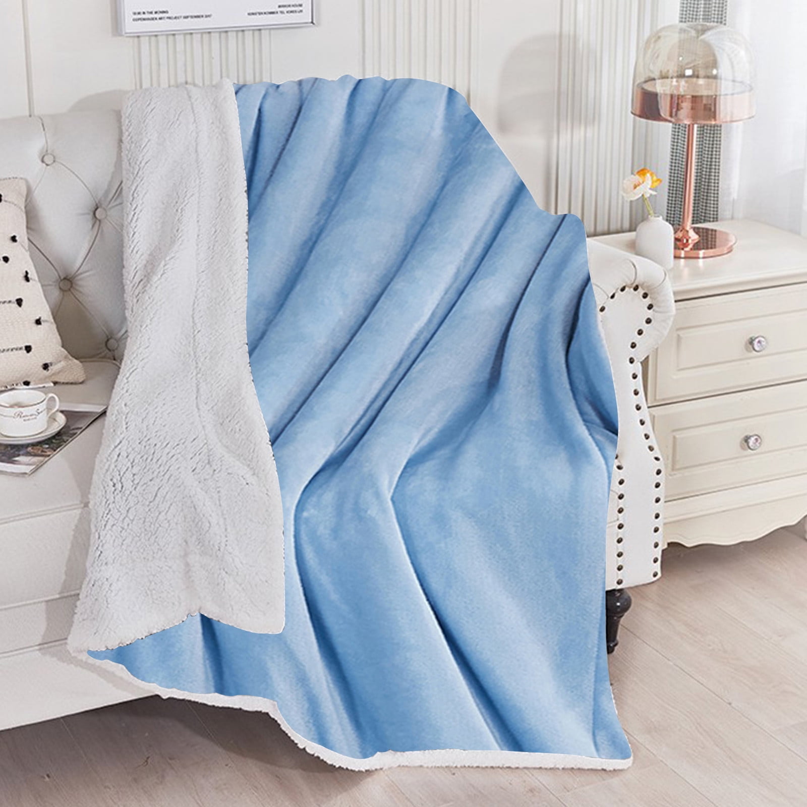 Bixock Throw Blanket, Thickened Double Layer Double Sided Fleece ...