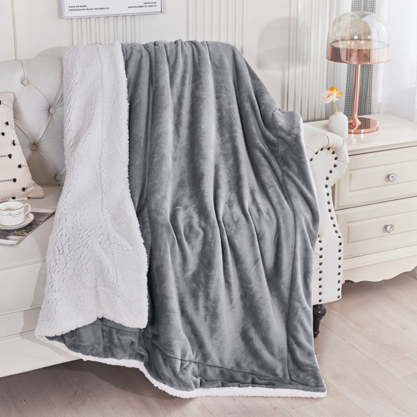 Bixock Throw Blanket, Thickened Double Layer Double Sided Fleece ...