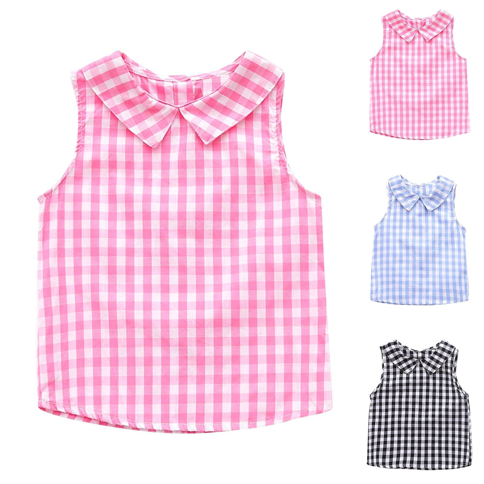 Bixock Toddler Girl Tank Tops,Workout Shirts,Kids Plaid Print Tank Tops ...