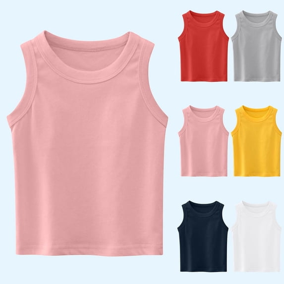 Bixock Toddler Girl Tank Tops,Workout Shirts,Kids Solid Color Crew Neck ...