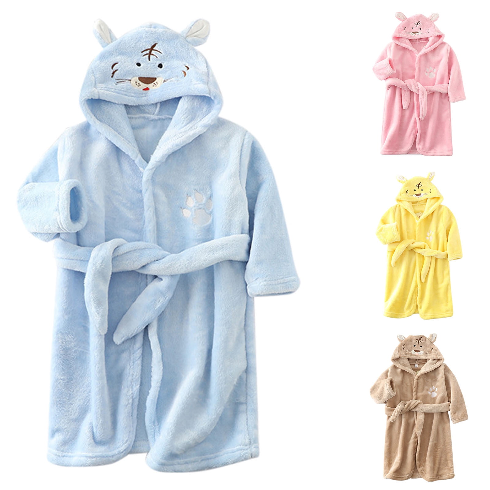 Bixock Unisex Toddler Robe for Girls Boys Hooded Robe Kids Fleece ...