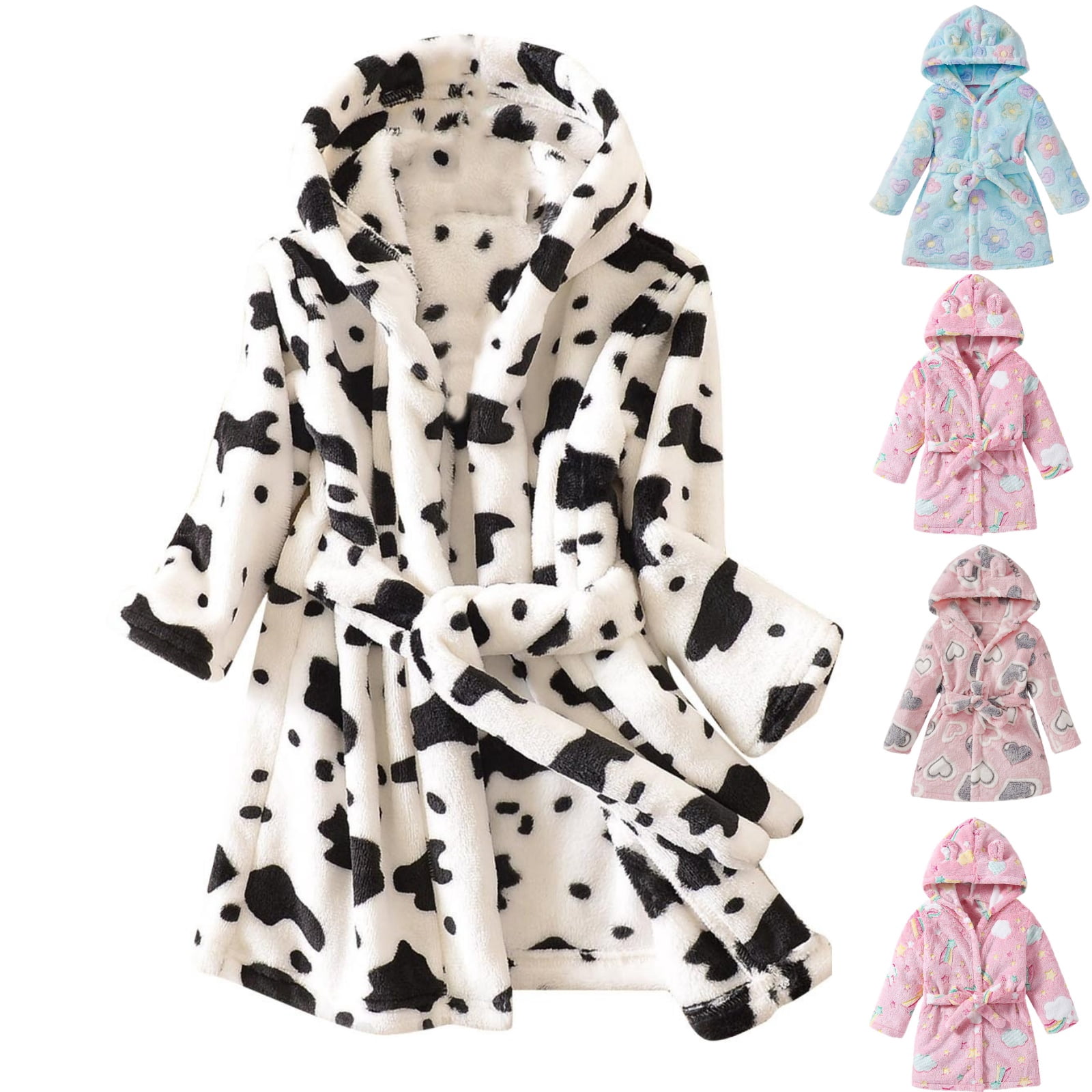 Bixock Unisex Toddler Robe for Girls Boys Hooded Robe Kids Fleece ...