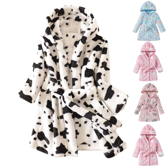 Bixock Unisex Toddler Robe for Girls Boys Hooded Robe Kids Fleece ...