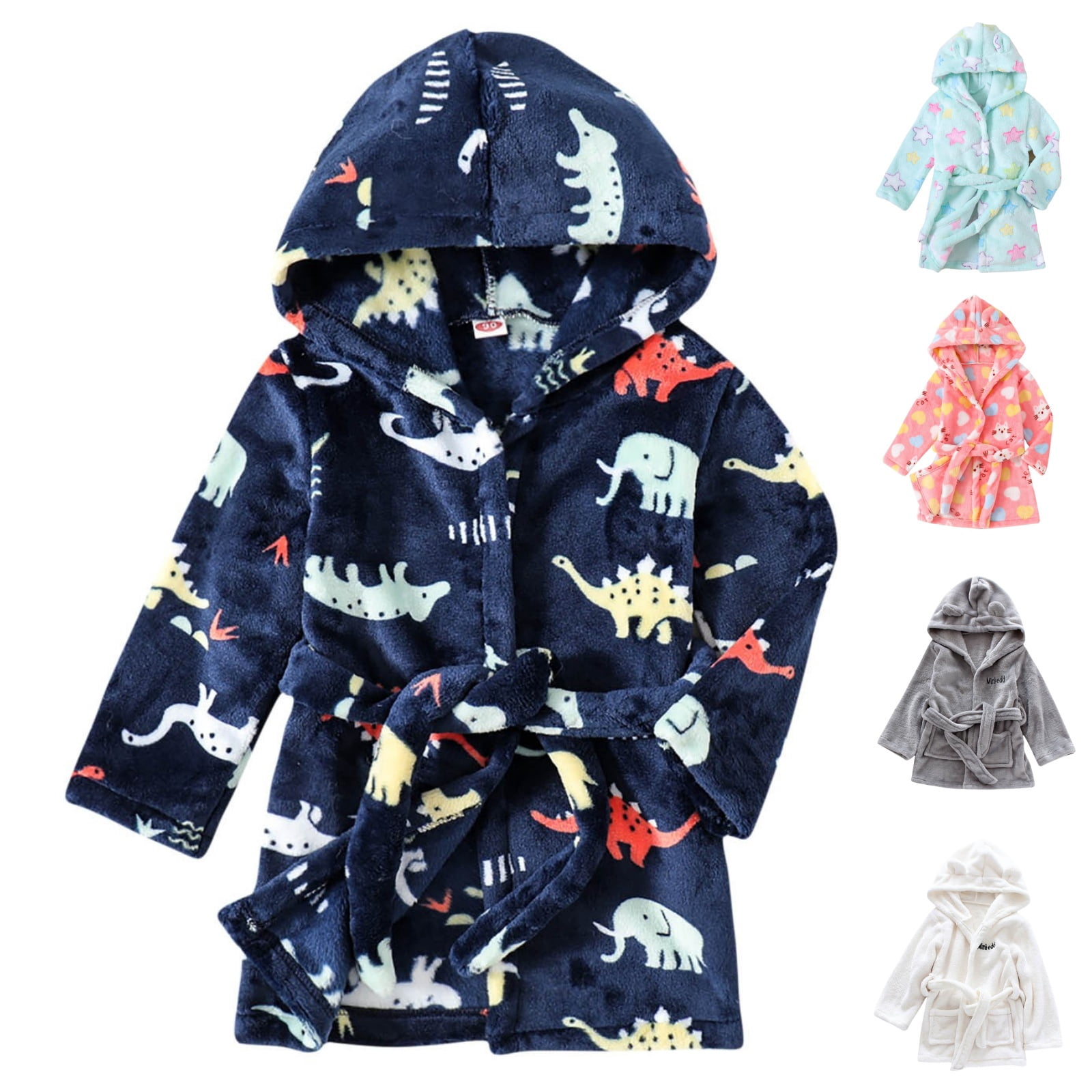 Bixock Unisex Toddler Robe for Girls Boys Hooded Robe Kids Fleece ...