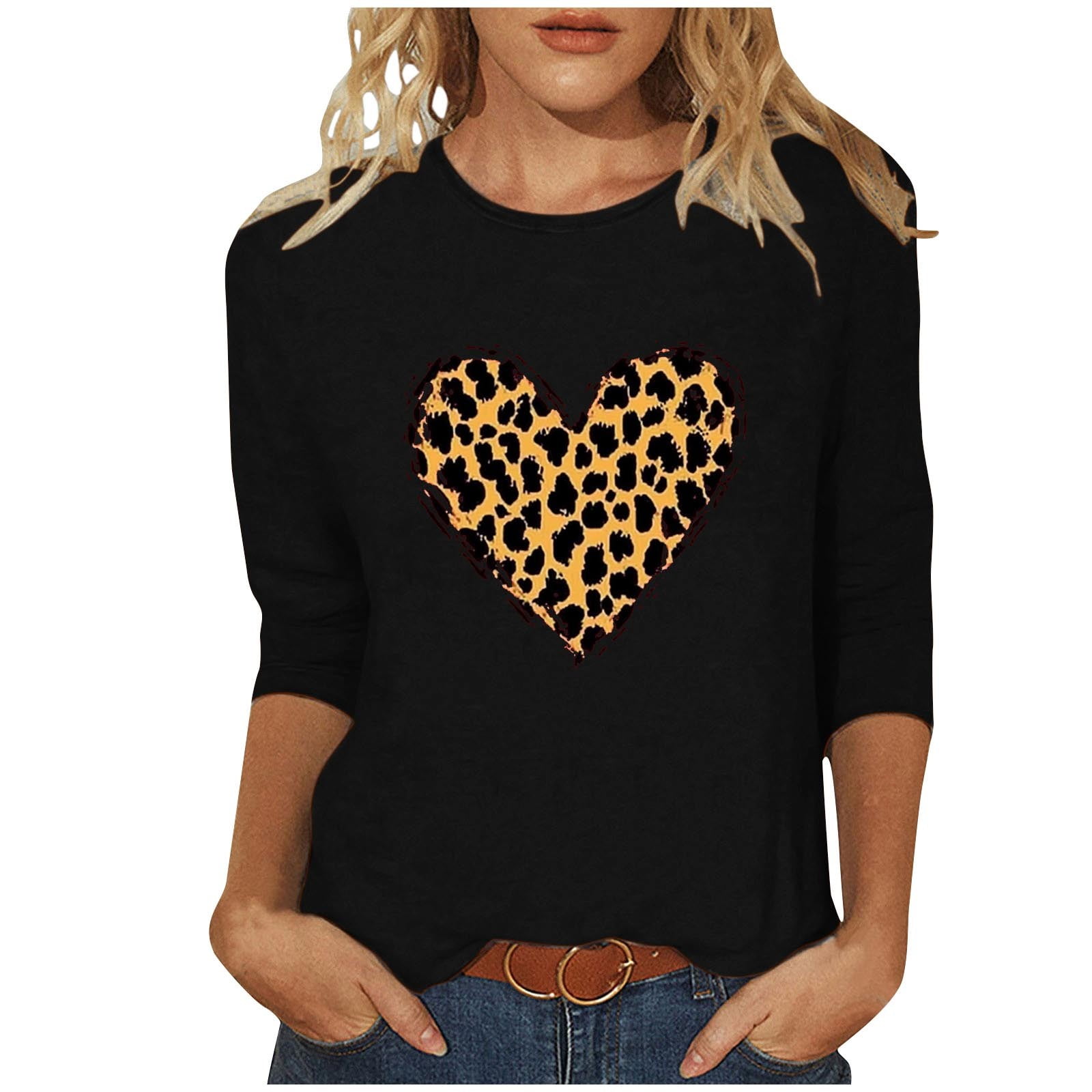 Bixock Valentine's Women Clothes,Blouse for Women 3/4 Sleeve Crew Neck ...