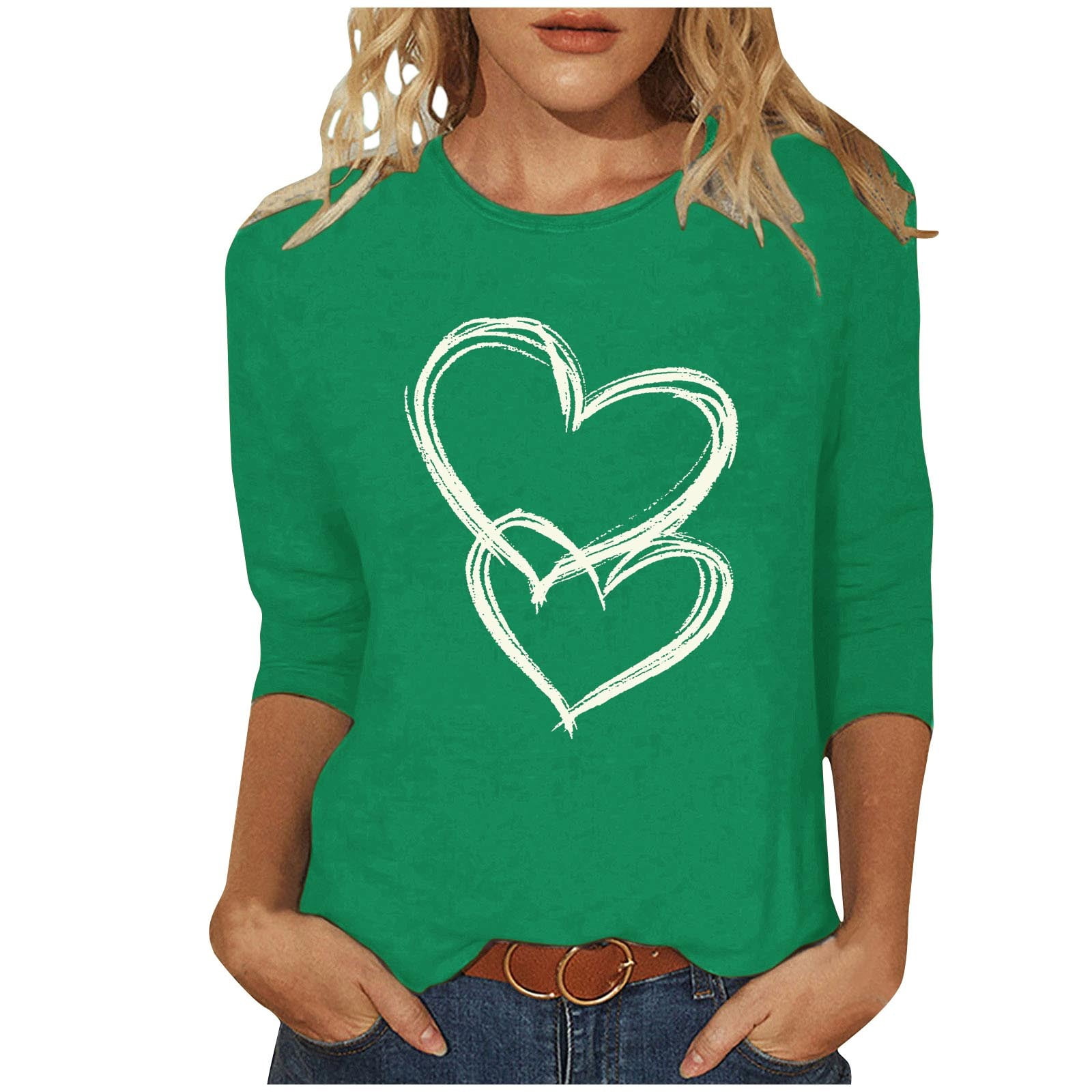 Bixock Valentine's Women Clothes,Blouse for Women 3/4 Sleeve Crew Neck ...