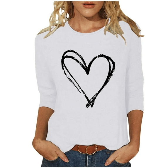 Bixock Valentine's Women Clothes,Blouse for Women 3/4 Sleeve Crew Neck ...