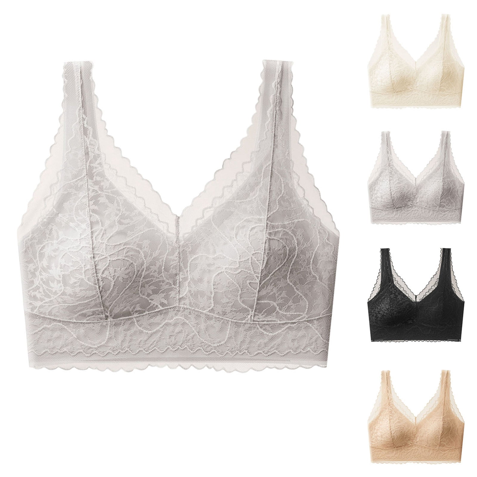 Bixock Wireless Bras for Women Solid Color Lace Integrated Structure ...
