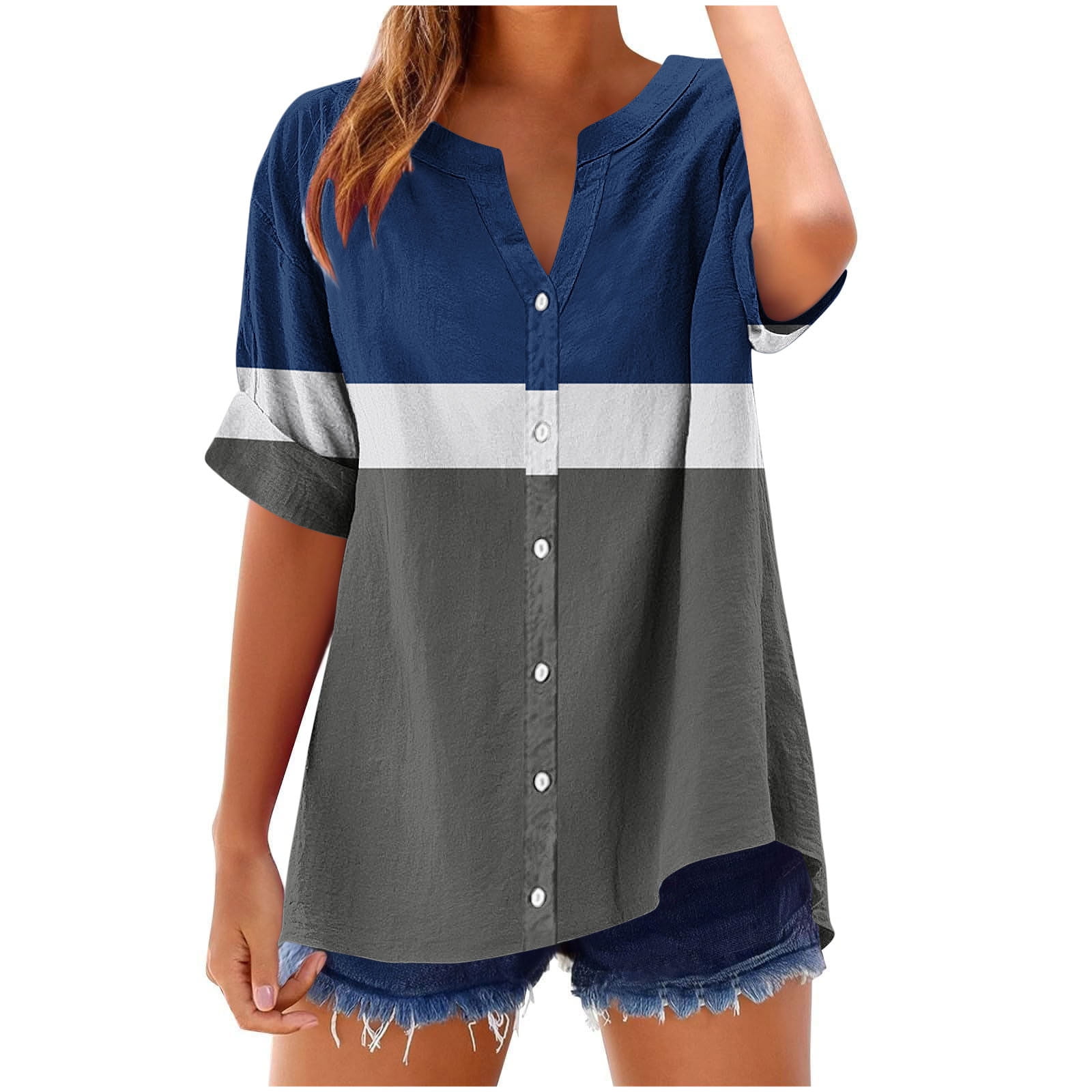 Bixock Women Lightweight Tops,Blouse for Women,Color V Neck Cut Out ...