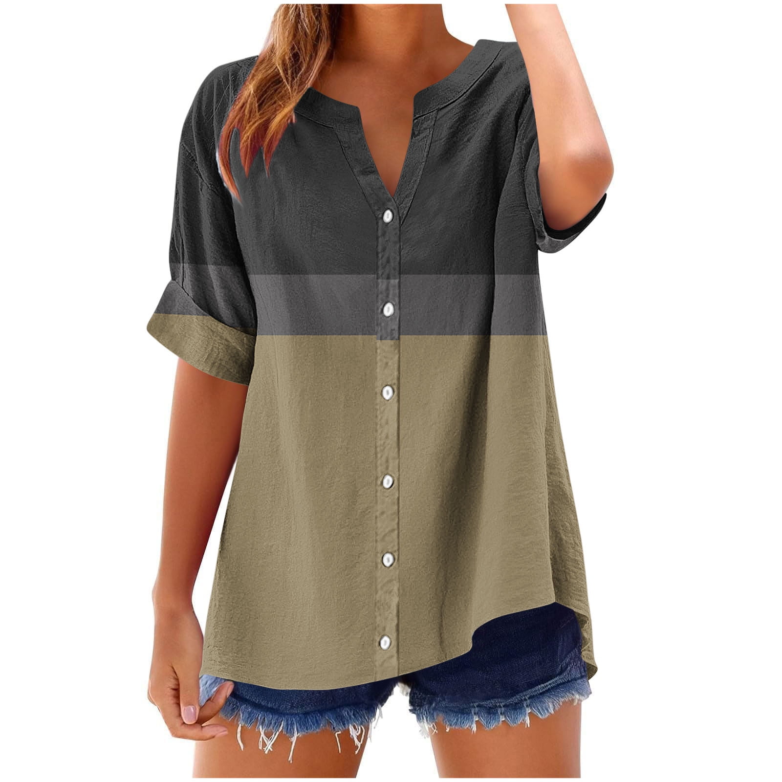 Bixock Women Lightweight Tops,Blouse for Women,Color V Neck Cut Out ...