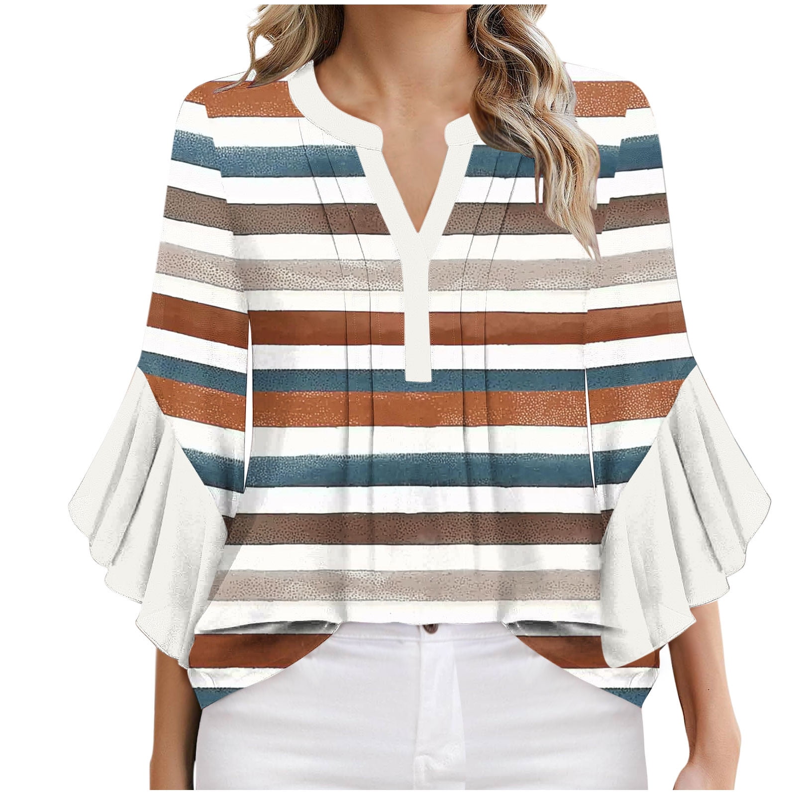 Bixock Women Lightweight Tops,Blouse for Women,Random Print V Neck ...