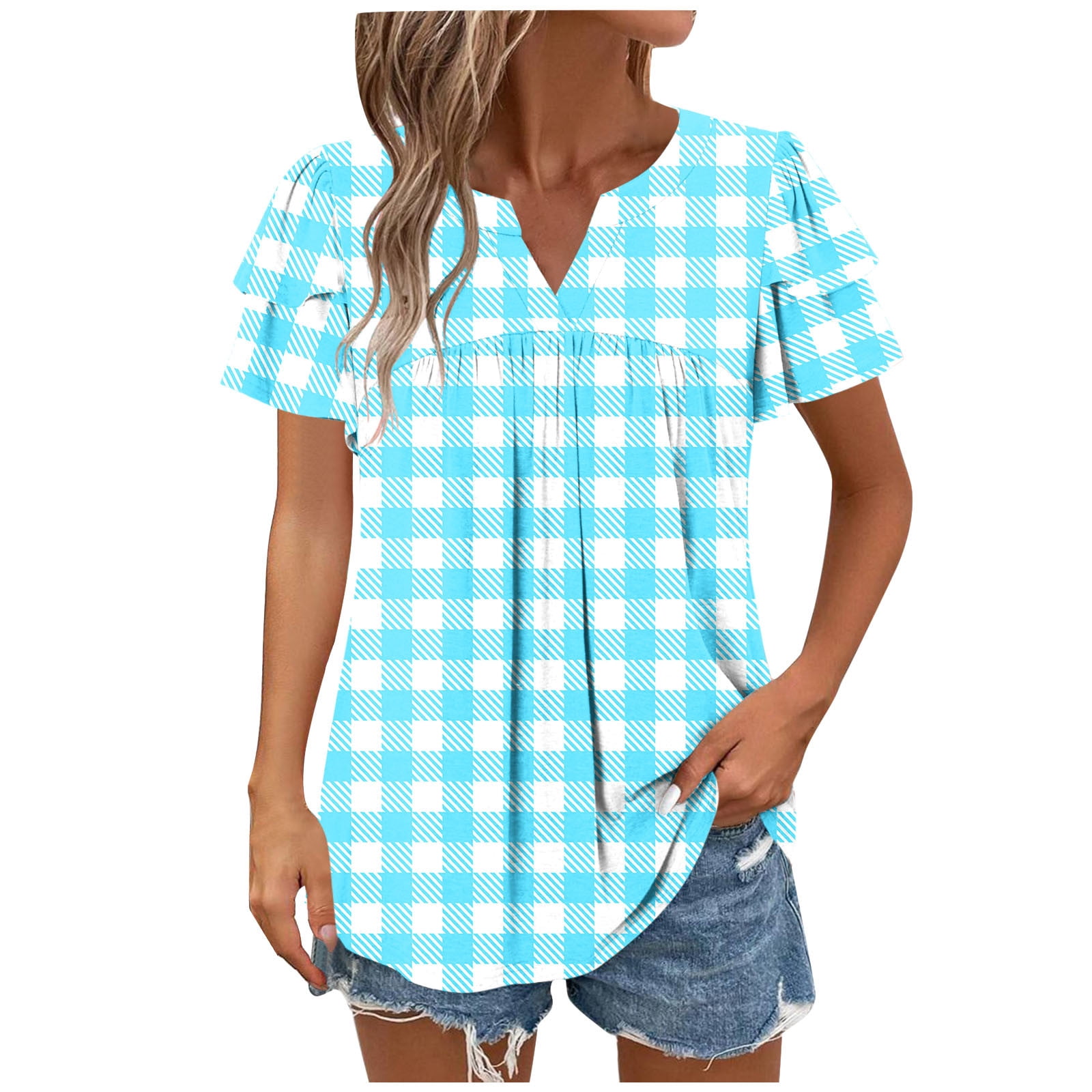 Bixock Women Lightweight Tops,Fashion Blouse for Women,Tie Dye V Neck ...