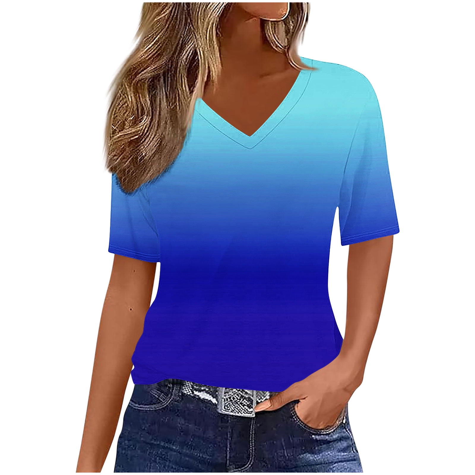 Bixock Women Lightweight Tops,Sports Blouse for Women,Irregular V Neck ...
