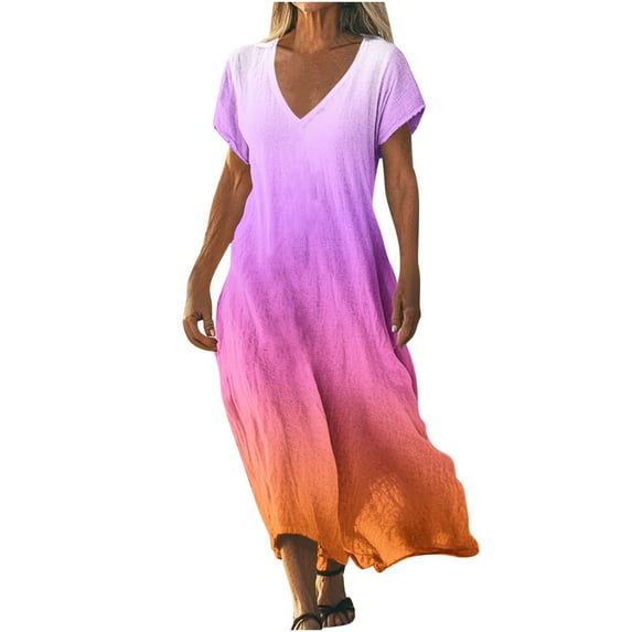 Bixock Women Midi Dress,Dress for Women Short Sleeve V-Neck Floral ...