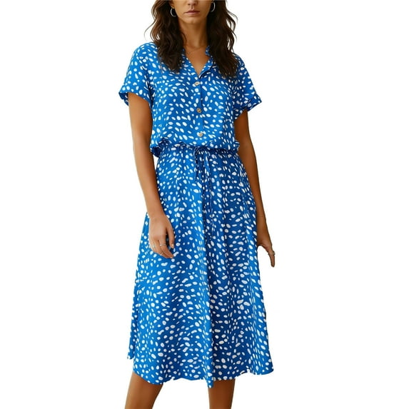 Bixock Women Midi Dress,Dress for Women Short Sleeve V-Neck Loose ...