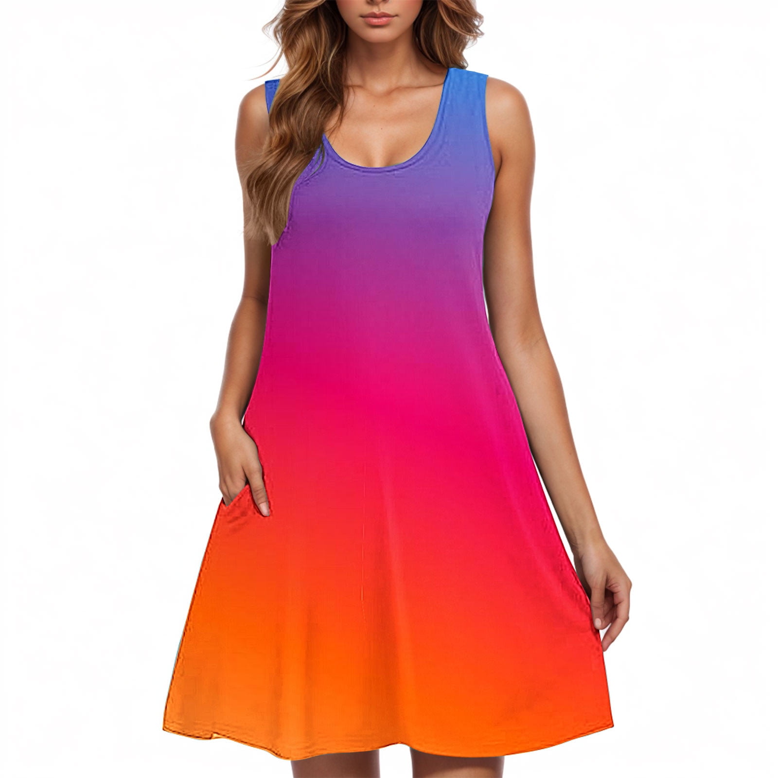 Bixock Women Mini Dress,Dress for Women Sleeveless Floral Print Round ...