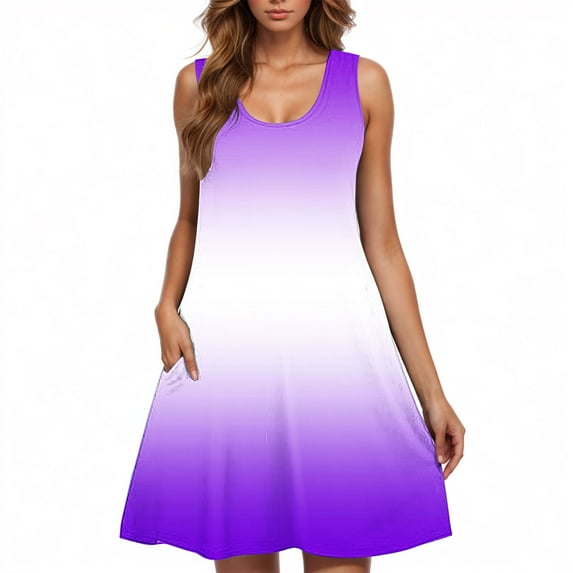 Bixock Women Mini Dress,Dress for Women Sleeveless Floral Print Round ...