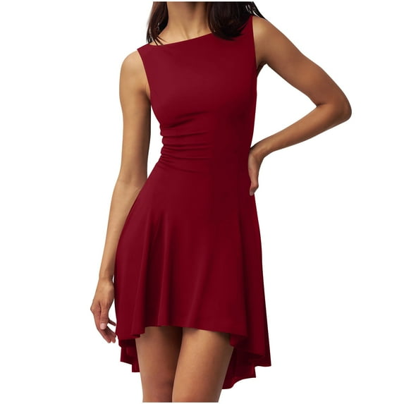 Bixock Women Mini Dress,Dress for Women Sleeveless Solid Color Off ...