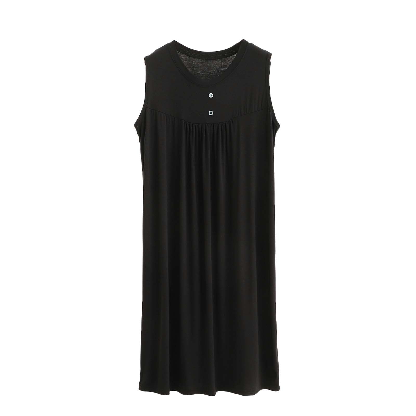 Bixock Women Pajamas Dress,Nightgowns for Women Sleeveless Round-Neck ...