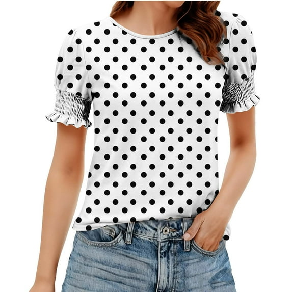 Bixock Women Plus Size Tops,Blouse for Women Polka Print Short Sleeve ...