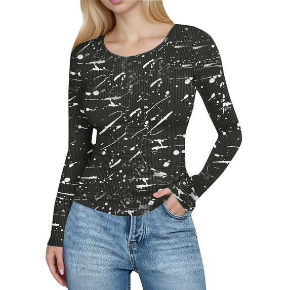 Bixock Women Plus Size Tops,Blouse for Women Ribbed Texture Long Sleeve ...