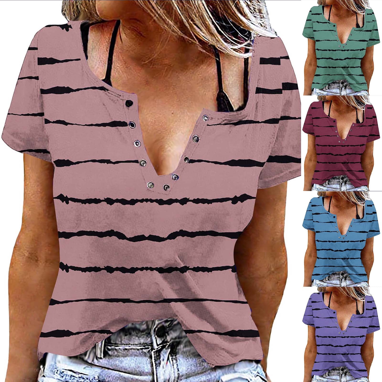 Bixock Women Plus Size Tops,Blouse for Women Round Neck Short Sleeve T ...