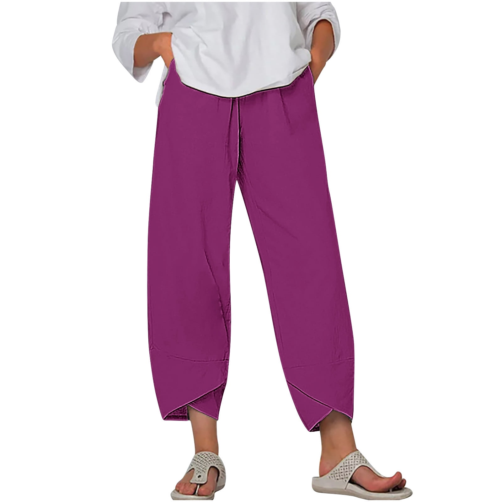 Bixock Women Wide Leg Pants Floral Full Length Pants Loose Thin Solid ...