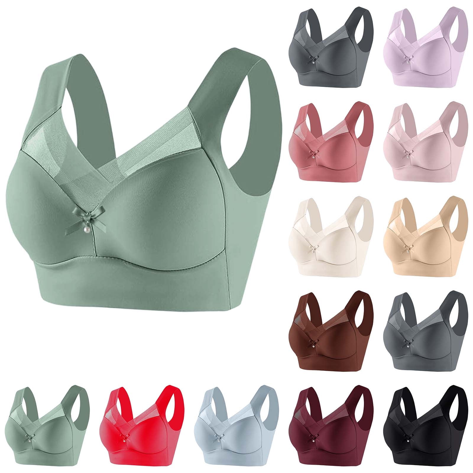 Bixock Women Wireless Bras,Push up Bras for Women Lace Bow Cami Side ...