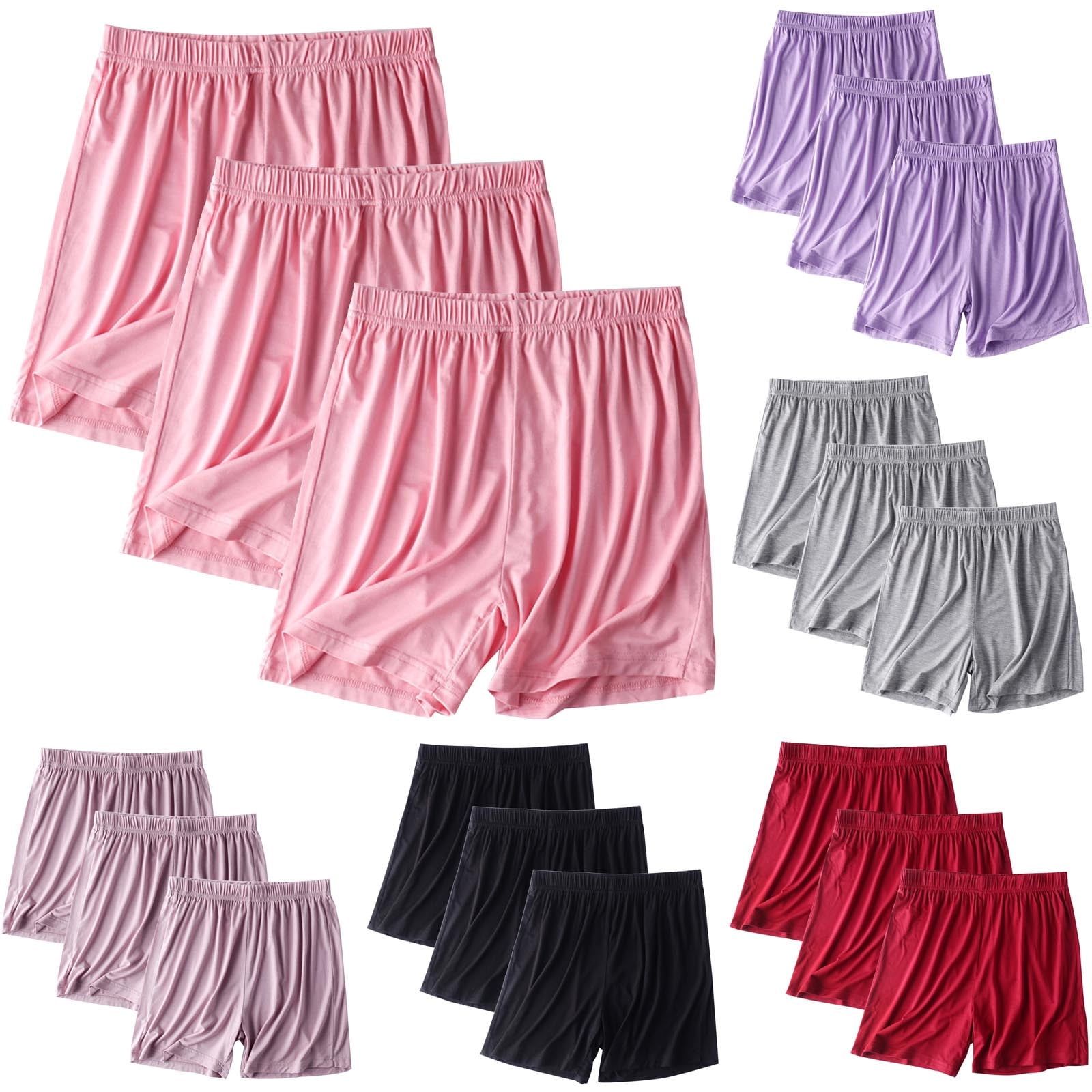 Bixock Women's Loungewear Shorts Pajamas Shorts 3PC Solid Color Elastic ...