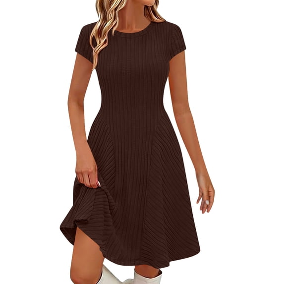 Bixock Women's Bodycon Mini Dress Solid Color Crew Neck Short Sleeve ...