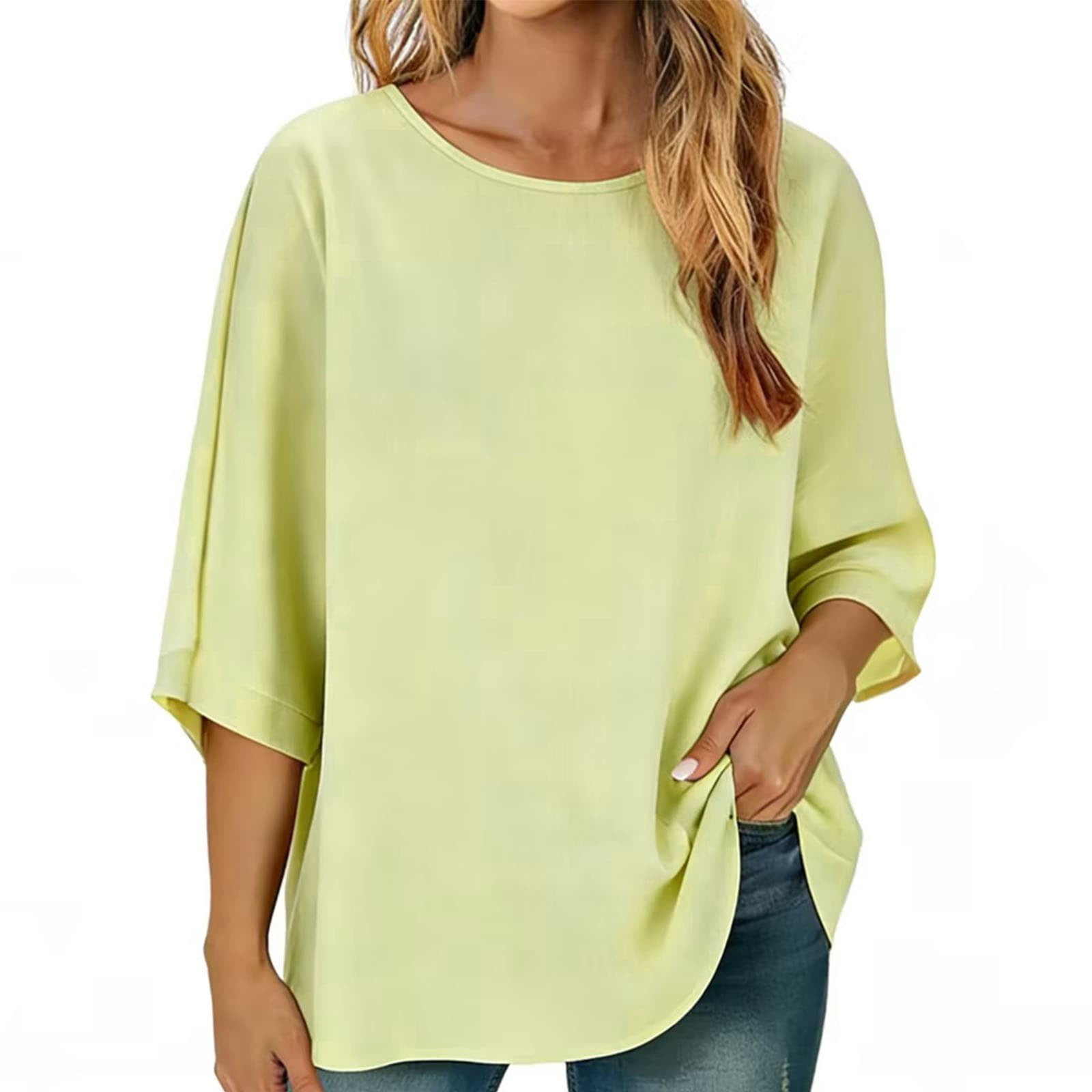 Bixock Women's Half Sleeve Blouse,Summer Casual Tops,Crewneck Batwing ...