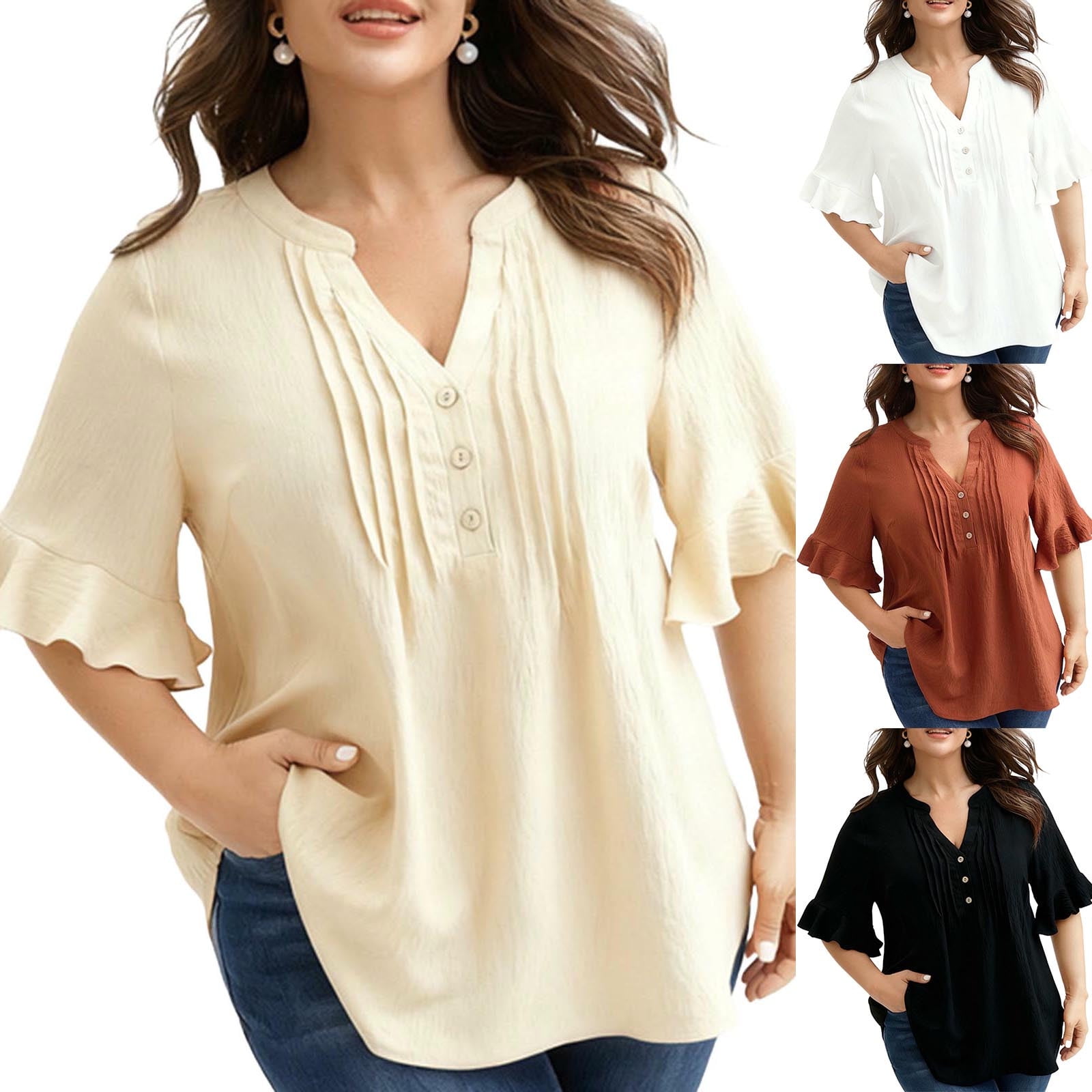 Bixock Women's Maternity Shirts 3/4 Sleeve V-Neck Causal Tunic ...