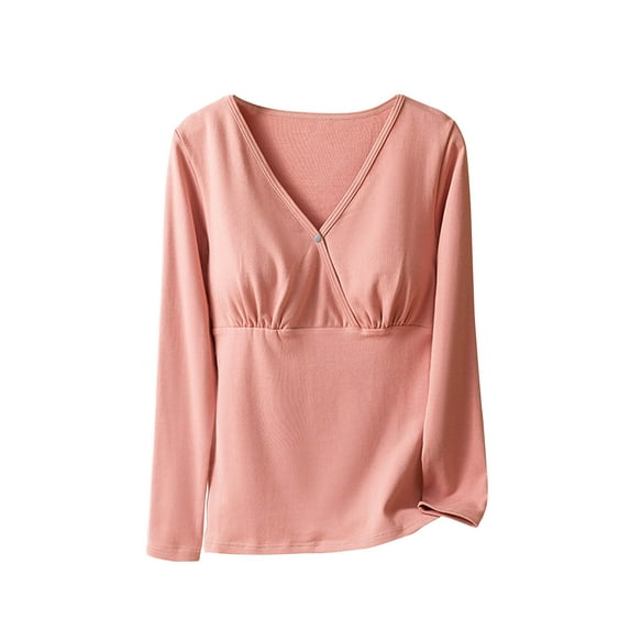 Bixock Women's Maternity Tops Long Sleeve V-Neck Cotton Casual ...