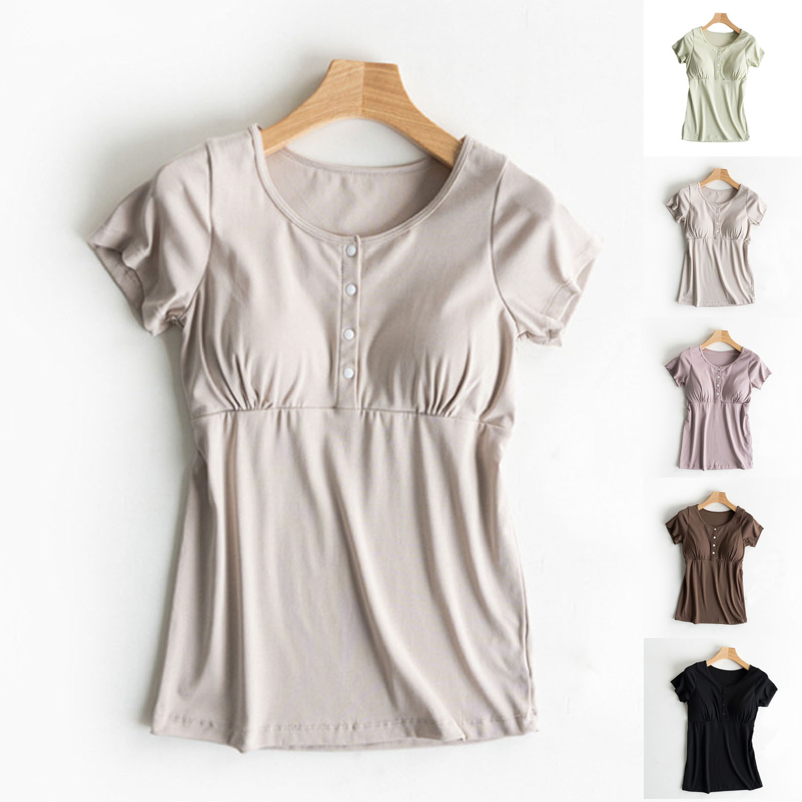 Bixock Women's Maternity Tops Shorts Sleeve Nursing Tops V Neck ...