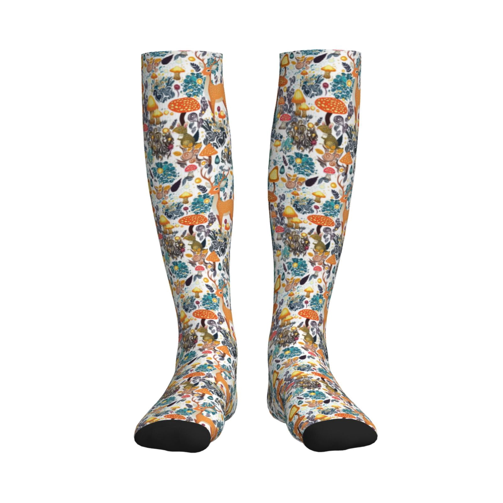 Bixox Abstract Plants Mushroom Deer Print Compression Socks,Compression ...