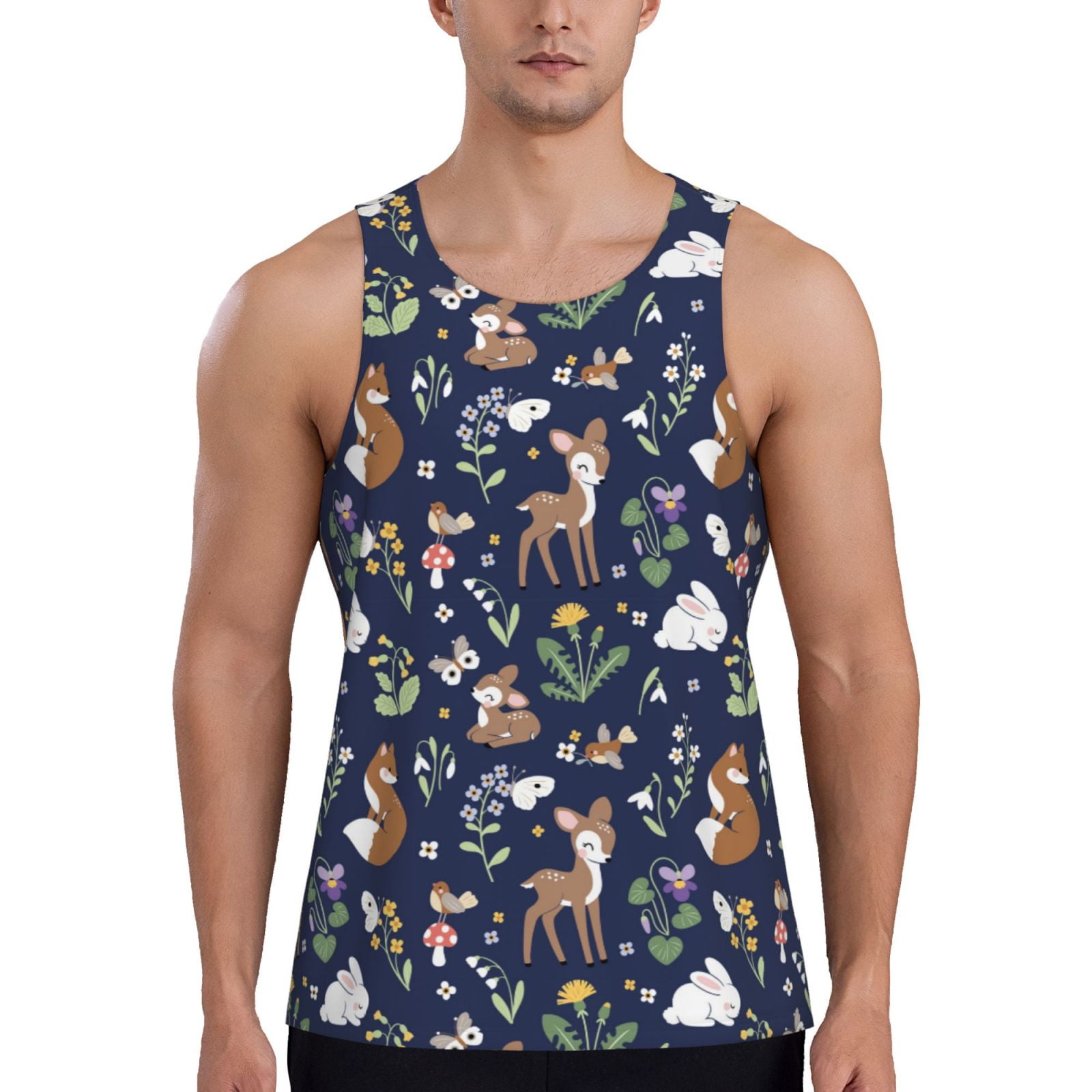 Bixox Animals And Wildflowers Pattern Men's Gym Tank Tops Workout ...