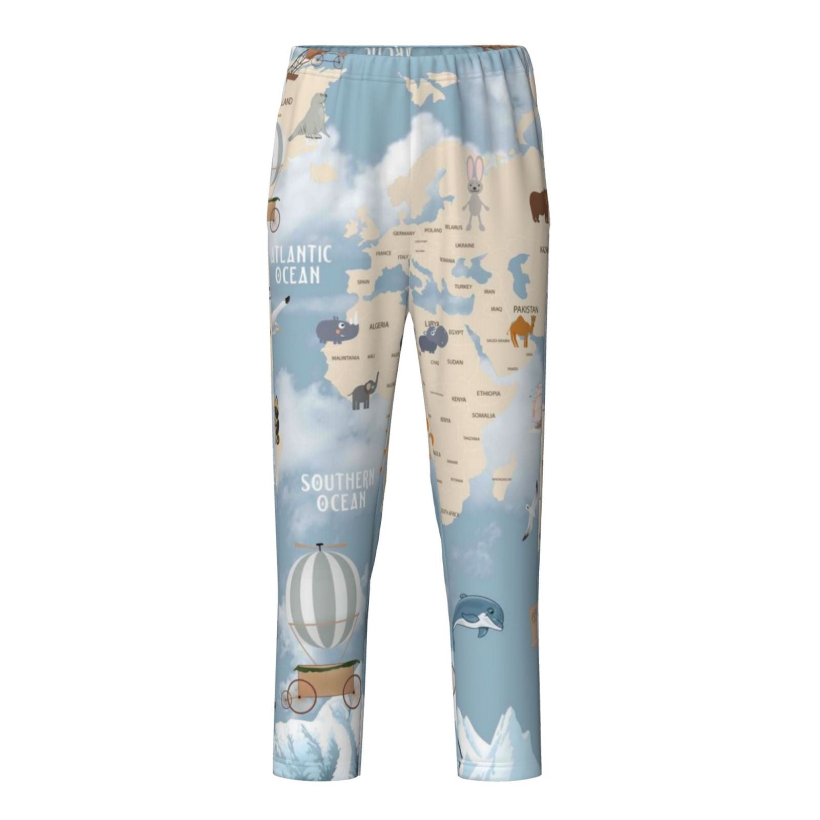 Bixox Animals Travel World Map Print Boys Pajama Pants Sleep Pants Soft ...