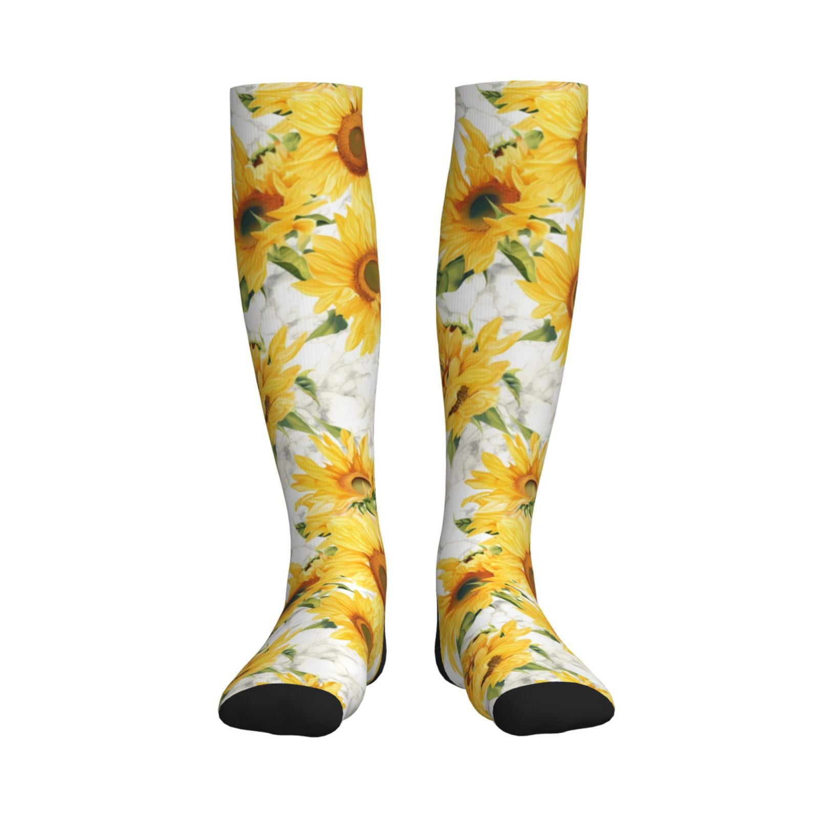 Bixox Artistic Marble Pattern Sunflower Print Compression Socks ...