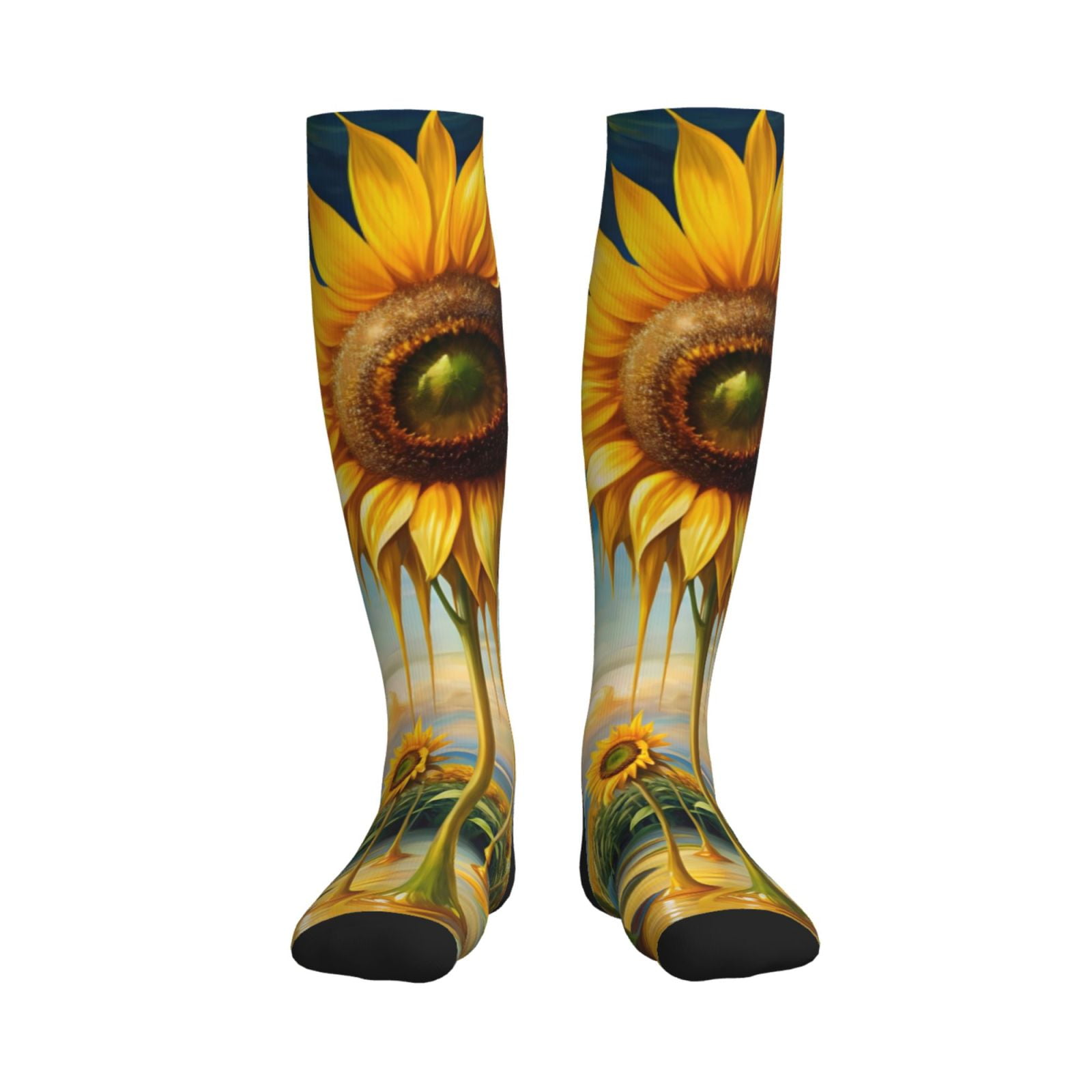 Bixox Artistic Oil Painting Sunflower Print Compression Socks ...
