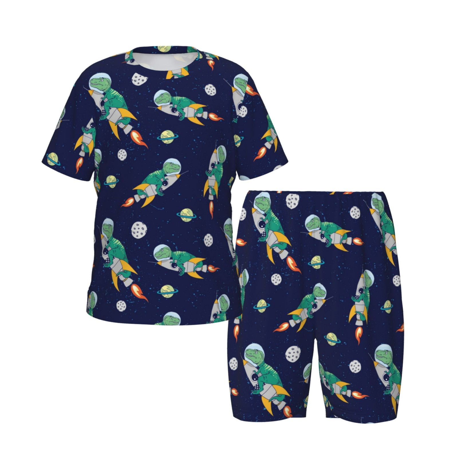 Bixox Astronaut Dinosaur Pattern children's Summer Short Sleeve Pajamas ...