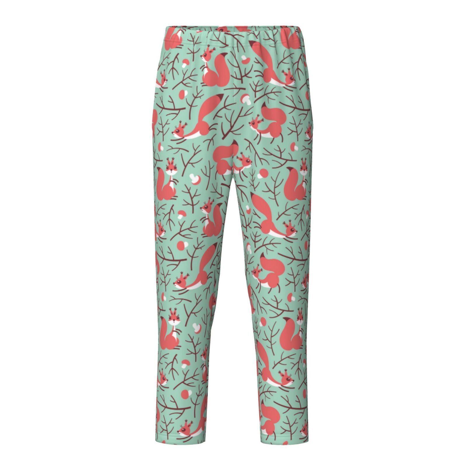 Bixox Autumn Branches Fox and Mushrooms Print Boys Pajama Pants Sleep ...