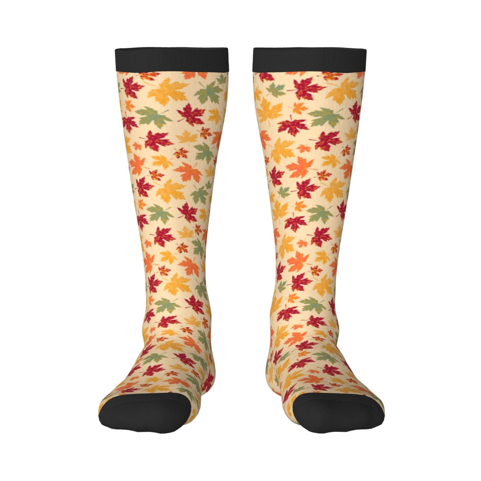 Bixox Autumn Maple Leaves Patterned Men's and Women's Knee Socks High ...