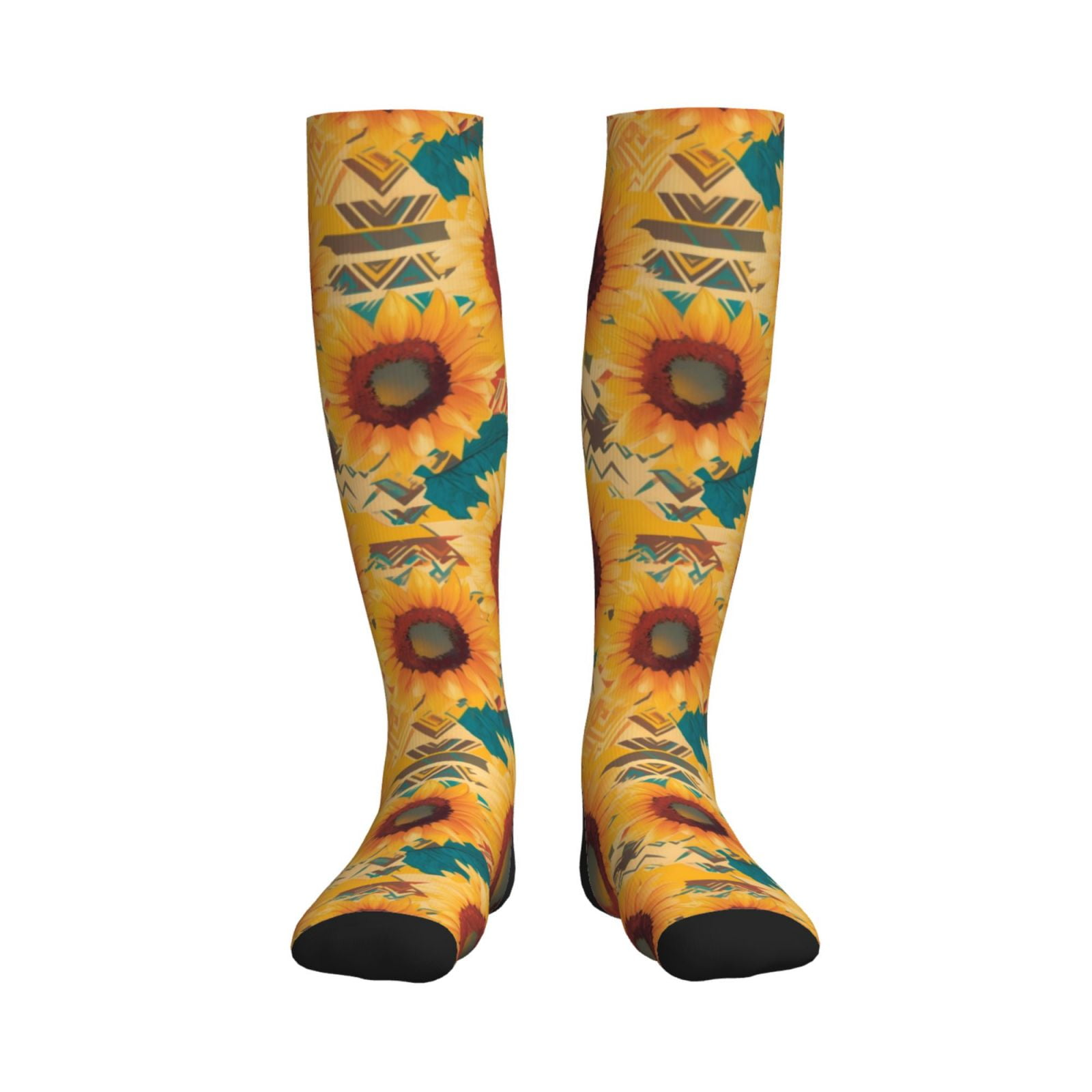 Bixox Beautiful Bohemian Sunflower Print Compression Socks,Compression ...