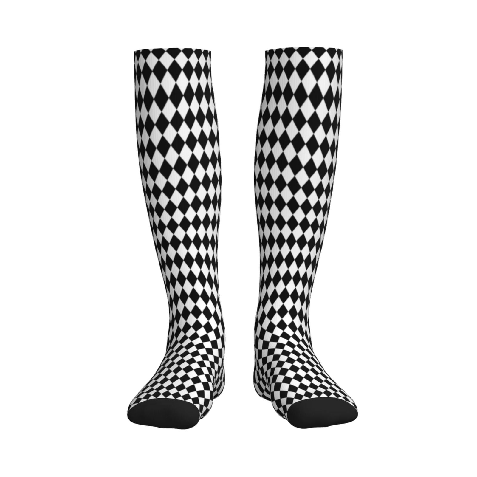 Bixox Black And White Diamonds Print Compression Socks,Compression ...